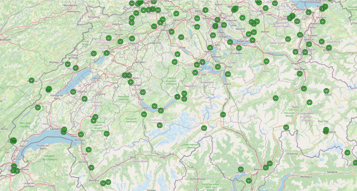 liste des fréquences et carte des relais radio amateur en suisse
